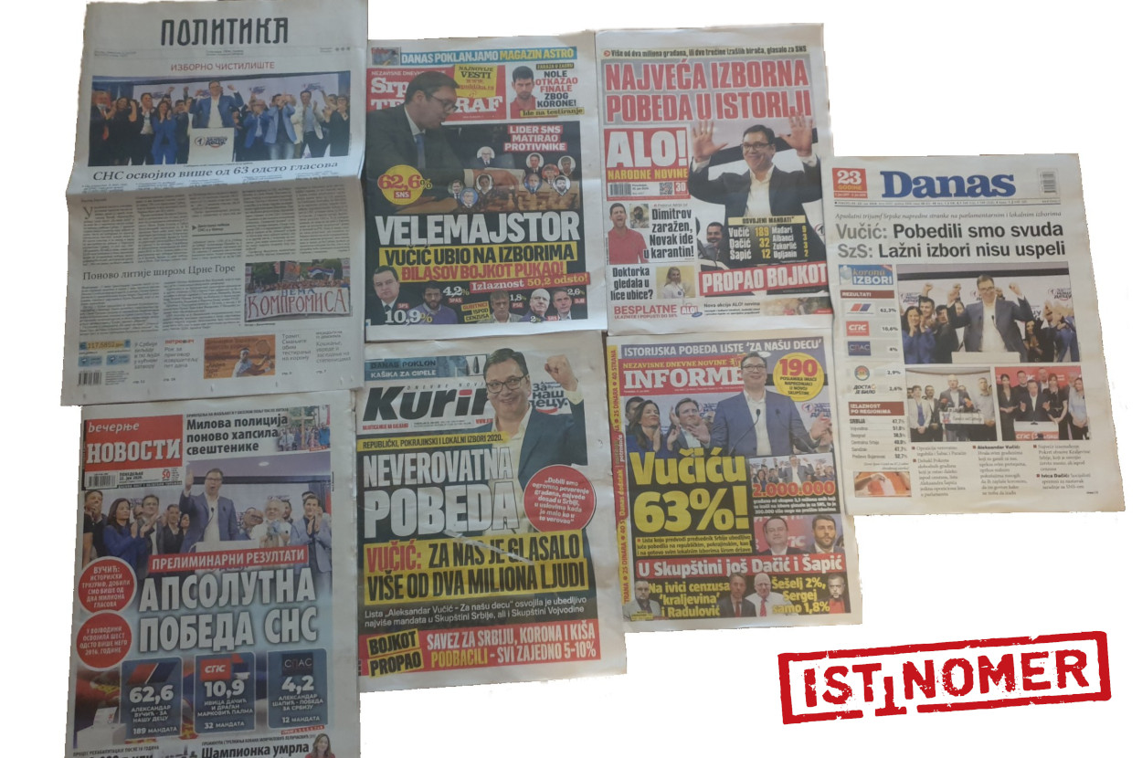 Jutro posle izbora 2014, 2016. i 2020. - naslovne strane novina - Istinomer