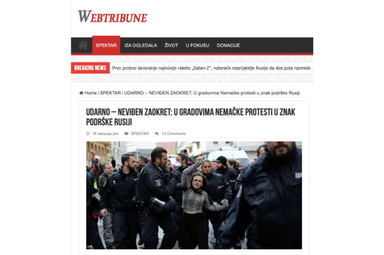 Protesti u Nemačkoj nisu u znak podrške Rusiji - Istinomer